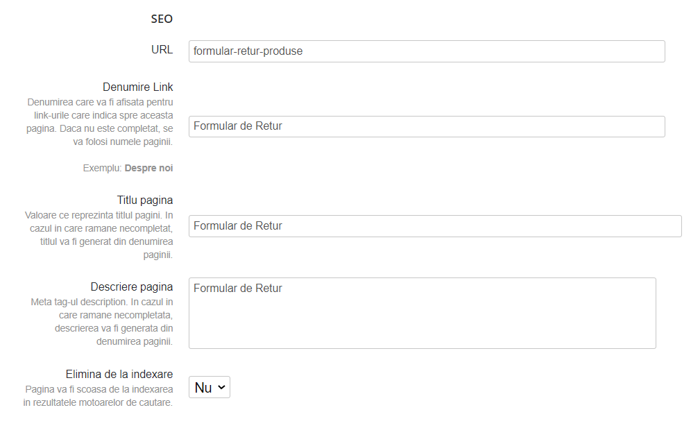 Formular Retur – Gomag Suport